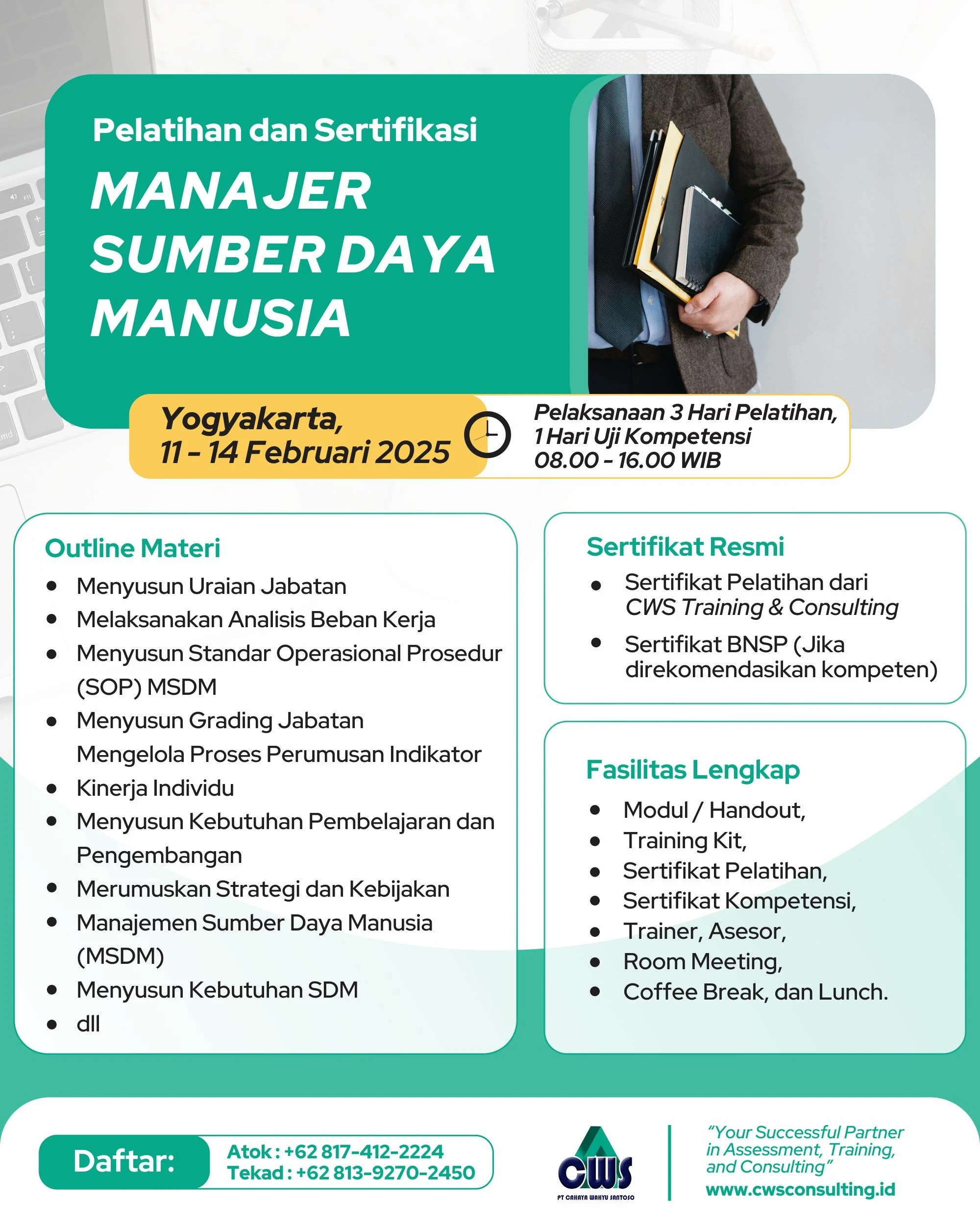 Manajer Sumber Daya Manusia [Pelatihan dan Sertifikasi BNSP] - PT CWS